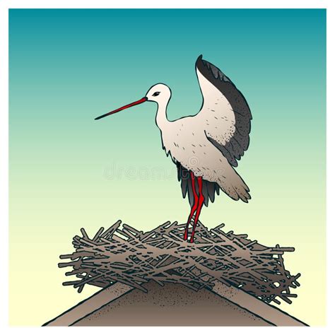 Stork Nest Vector Stock Illustrations Stork Nest Vector Stock