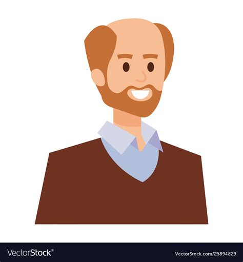 Adult Father Bald With Beard Character Royalty Free Vector