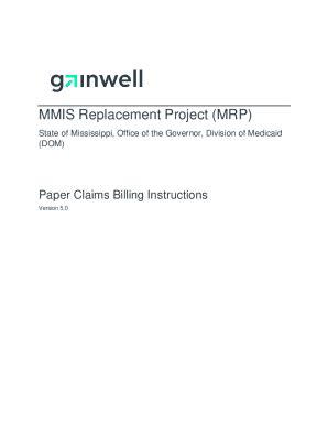 Fillable Online Medicaid Ms Paper Claims Billing Instructions Fax Email