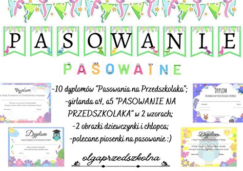 Pasowanie Na Przedszkolaka Dyplomy Girlanda Polecane Piosenki