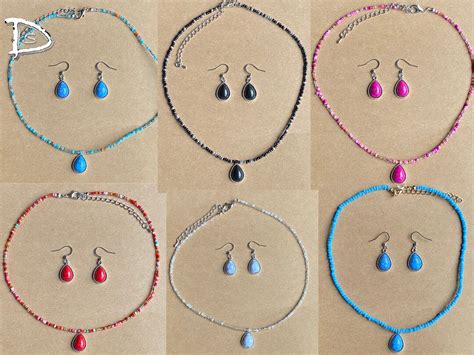 Beaded Jewelry Sets Beaded Necklace And Earring Set Beaded Etsy