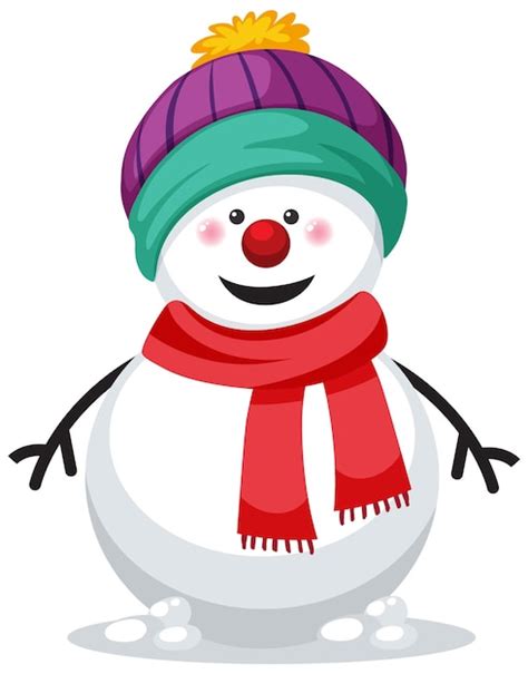 Free Vector Snowman Wearing Scarf And Hat
