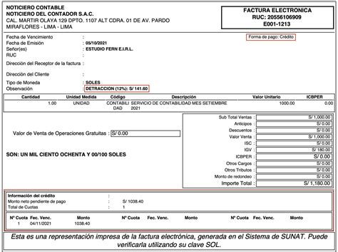 Forma De Pago Factura Electr Nica Sunat Noticiero Contable