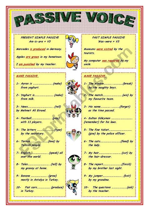 Present And Past Passive ESL Worksheet By Nergisumay Grammar