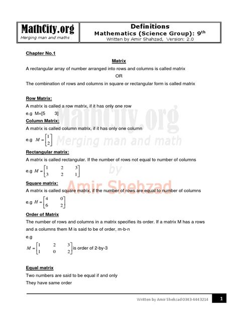 definitions mathematics science group 9 pdf triangle factorization