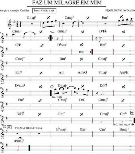 Meu Cavaquinho Partituras Partitura Faz Um Milagre Em Mim Pique Novo
