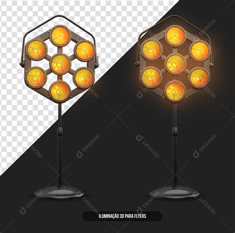 Refletor de Luz Luz Amarela Elemento 3D para Composição PSD