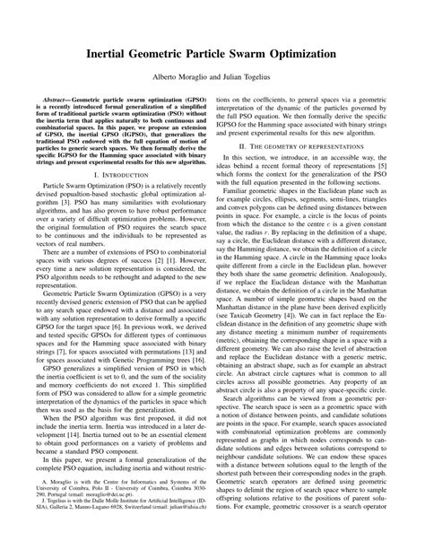 pdf inertial geometric particle swarm optimization