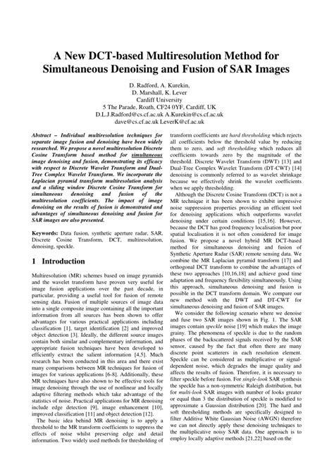 pdf a new dct based multiresolution method for simultaneous denoising and fusion of sar images