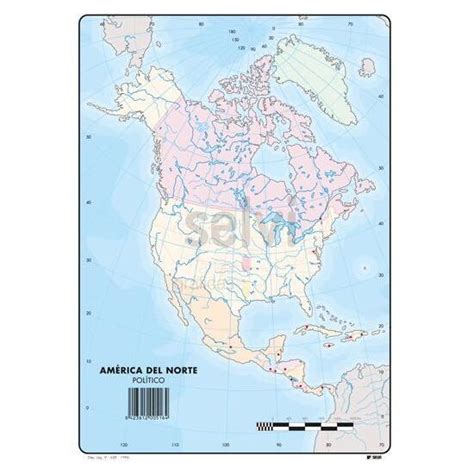 SELVI MAPA MUDO POLÍTICO DE AMERICA DEL NORTE A4 50U