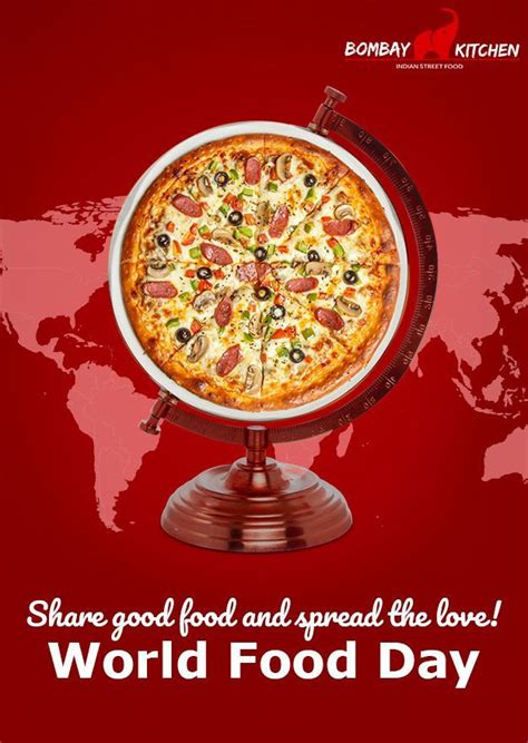 A World Food Day Poster With A Pizza On Top Of A Globe And The Words