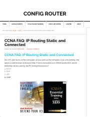 CCNA FAQ IP Routing Static And Connected Config Router Pdf CONFIG