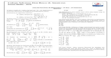 Lista de Exercícios de Matemática 2º Ano 2º Trimestre PDF fileLista