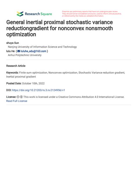 pdf general inertial proximal stochastic variance reductiongradient for nonconvex nonsmooth