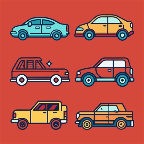 Conjunto De Coches De Dibujos Animados Vector Premium