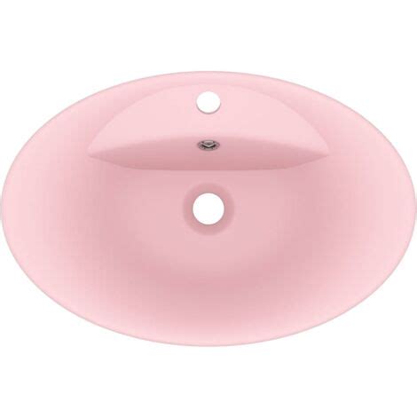 Furniture Limited Lavabo ovale de luxe à trop plein Rose mat