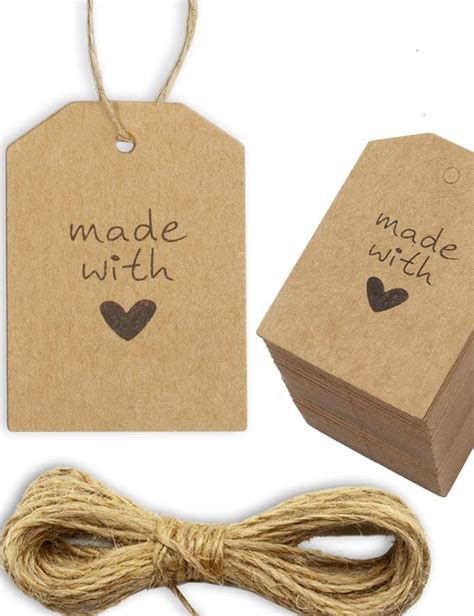 HOMETOOLS EU 100 étiquettes en papier kraft naturel étiquettes