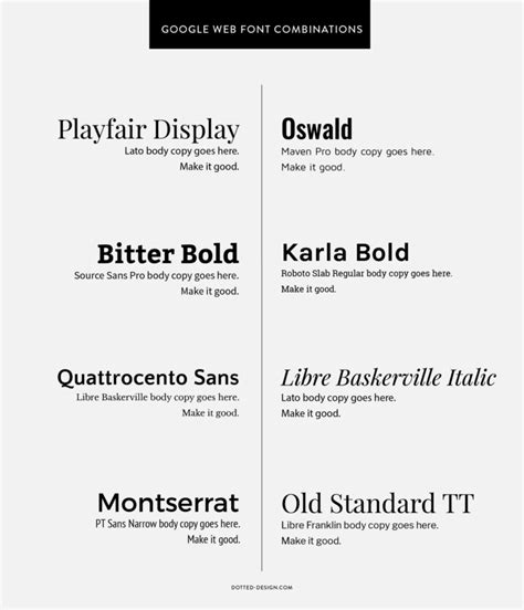 Choosing The Perfect Fonts For Your Website 20 Best Font Pairings For