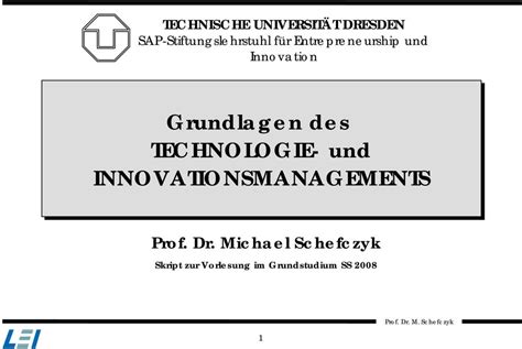 Grundlagen Des TECHNOLOGIE Und INNOVATIONSMANAGEMENTS PDF