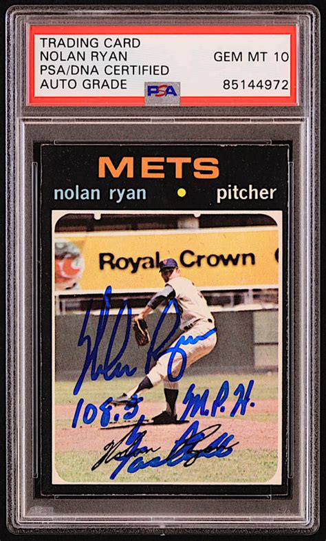 Nolan Ryan Signed 1971 Topps 513 Inscribed 108 5 MPH Fastball PSA
