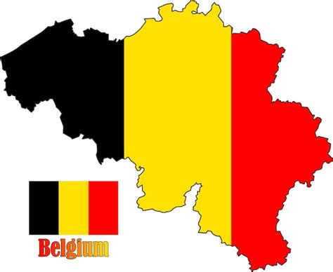 Bandera y mapa de bélgica Vector Premium