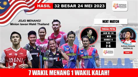 Hasil Malaysia Master 2023 Hari Ini Day2 JOJO Ke R16 Badminton