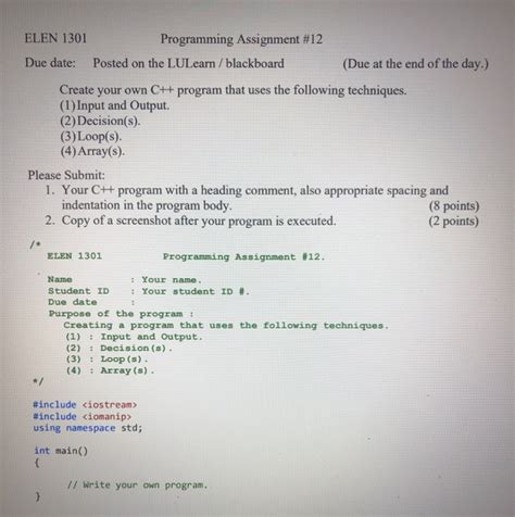 solved elen 1301 programming assignment 12 due date posted
