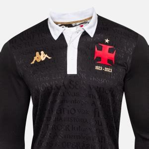 Camisa Manga Longa Vasco Oficial III 2023 Kappa Masculina Camisas Negras
