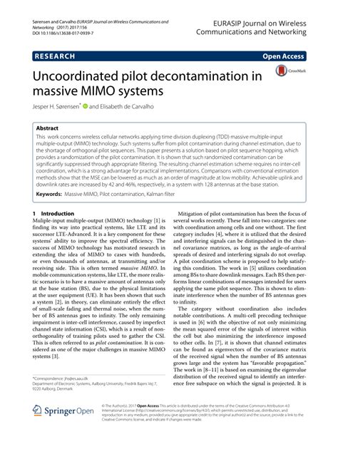 pdf uncoordinated pilot decontamination in massive mimo systems