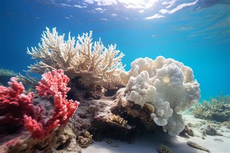 Premium AI Image Bleached And Dying Coral In The Great Barrier Reef