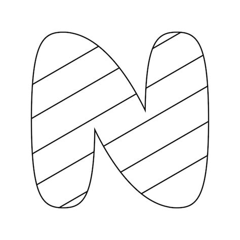 Dibujo para colorear con la letra n para niños Vector Premium