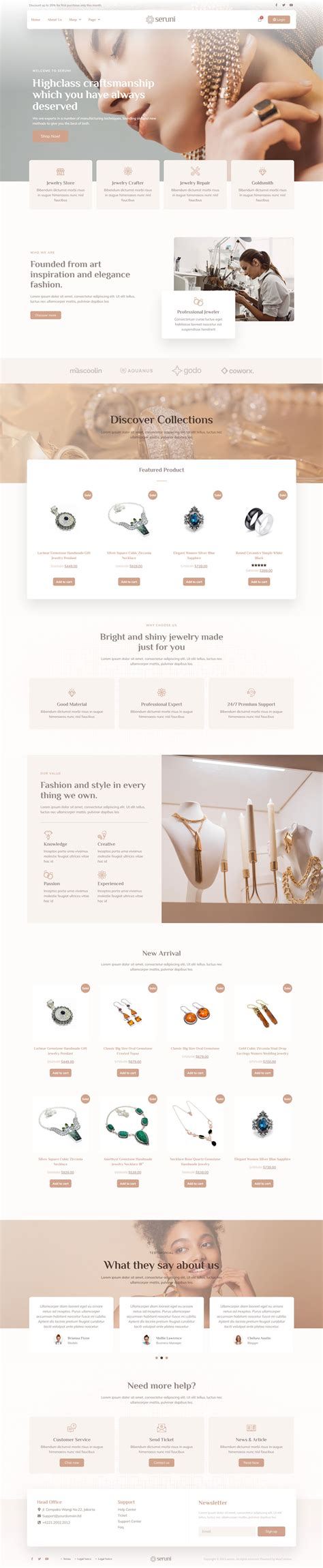 Seruni Jewelry Store Woocommerce Elementor Pro Template Kit By