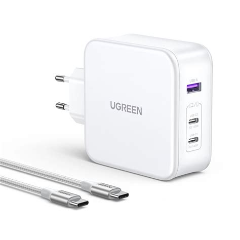 Ugreen GaN Snabbladdare 2x USB C 1 X USB A PD QC USB C Kabel 1 5