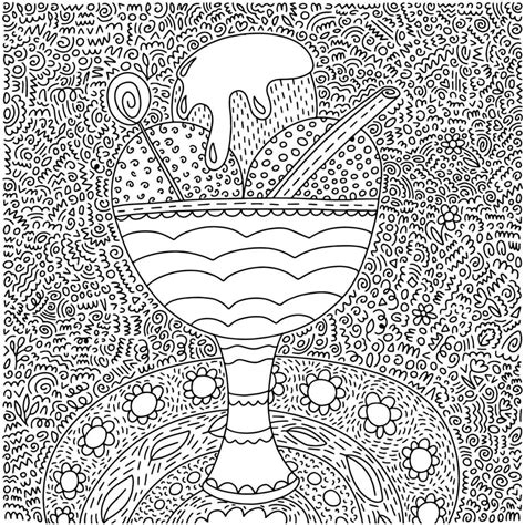 Coloring Page With Ice Cream In Glass Bowl Vector Illustration Cute