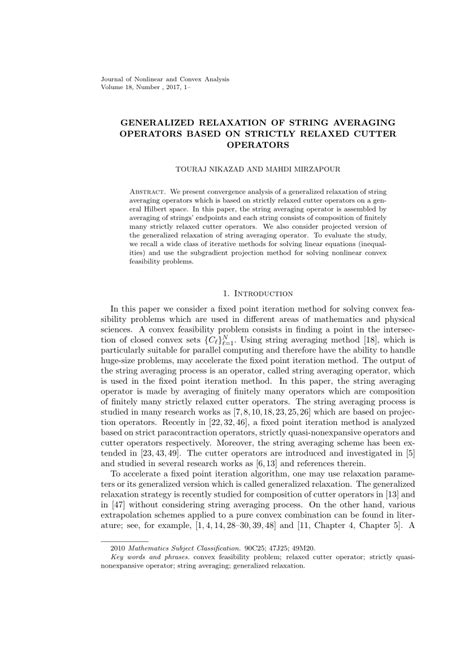pdf generalized relaxation of string averaging operators based on strictly relaxed cutter