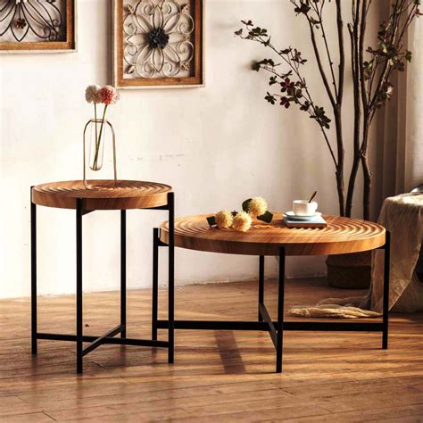17 Stories Jelksin Cross Legs 2 Nesting Tables Set Wayfair Canada