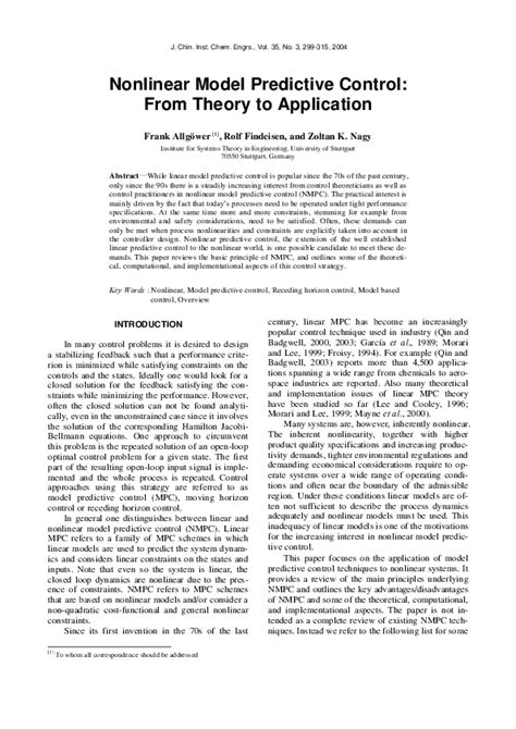 pdf nonlinear model predictive control from theory to application rolf findeisen
