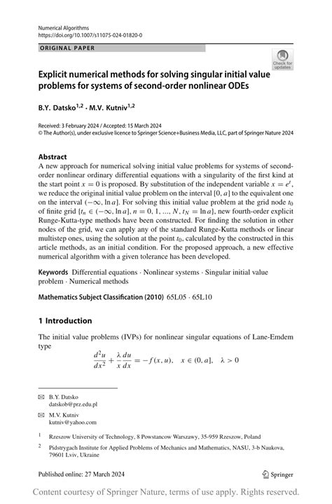 explicit numerical methods for solving singular initial value problems for systems of second