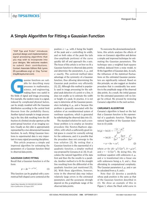 pdf a simple algorithm for fitting a gaussian function