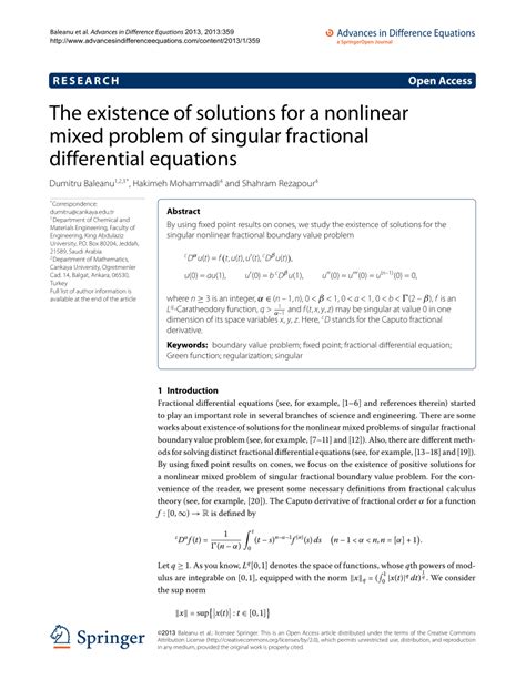 pdf the existence of solutions for a nonlinear mixed problem of singular fractional