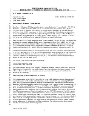 Fillable Online Yosemite Epa Former Adak Naval Complex Record Of