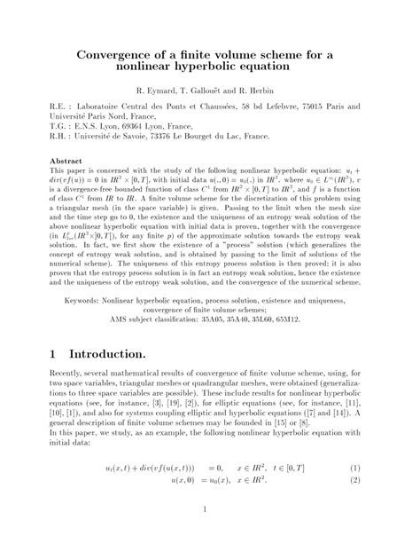 pdf convergence of a finite volume scheme for a nonlinear hyperbolic equation