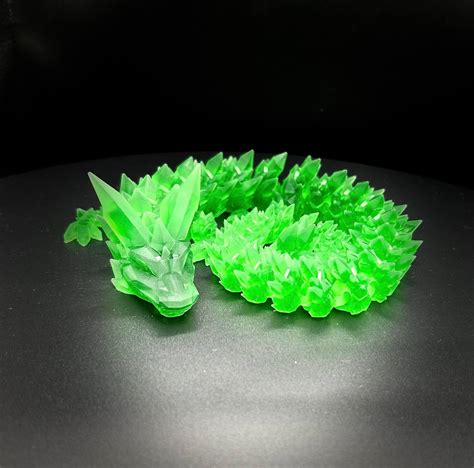 21 3D Printed Articulating Crystal Dragon Translucent Green Foley