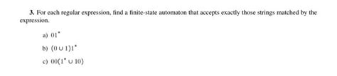 solved 3 for each regular expression find a finite state