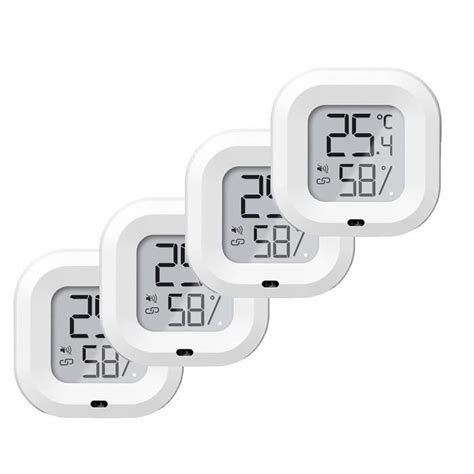 Tuya Lot De 4 Thermomètres Hygromètres D Intérieur Bluetooth Sans Fil