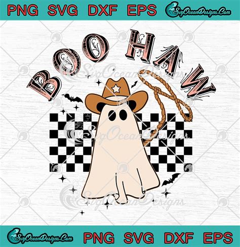Boo Haw Cowboy Ghost Halloween SVG Western Cowboy Ghost Retro SVG PNG