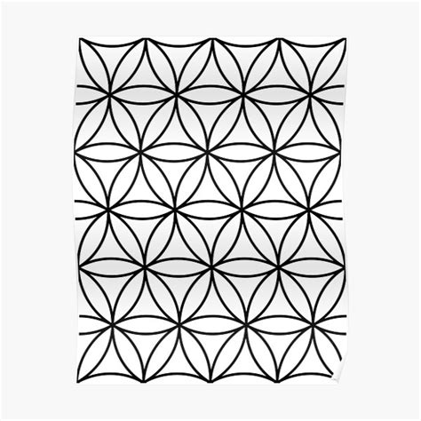 Black Flower Of Life Pattern Sacred Geometry Art Poster For Sale
