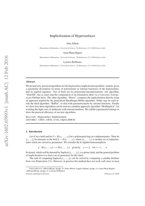 pdf implicitization of hypersurfaces