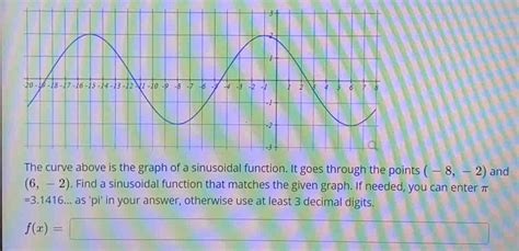 solved the curve above is the graph of a sinusoidal function it goes through the points 8 2