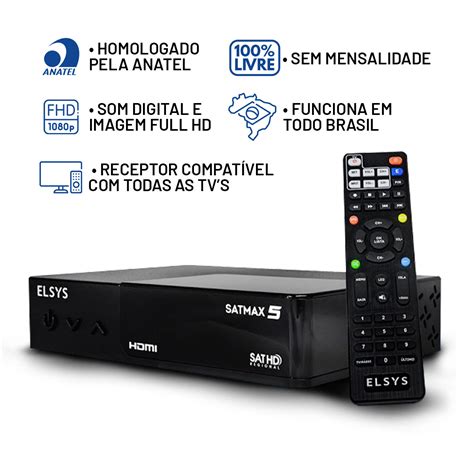 Receptor Digital Full Hd Satmax Etrs Elsys Santa Efig Nia Em Casa
